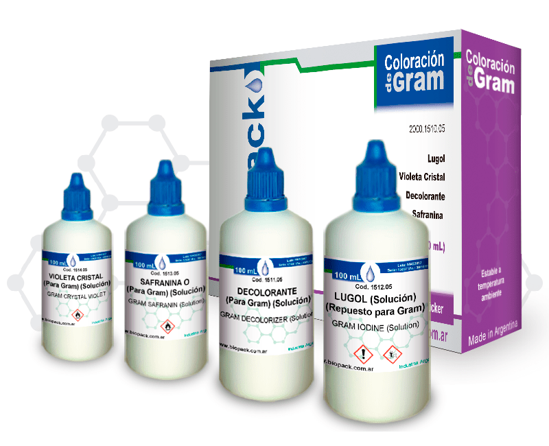 KIT COLORACION DE GRAM (COMPUESTO POR DECOLORANTE DE GRAM, LUGOL DE ...